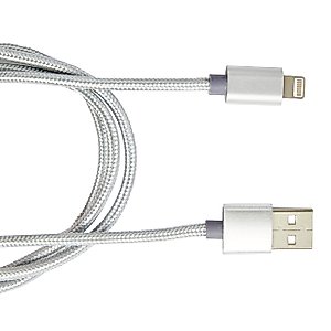 PWR UP iPhone Charger 6 Foot (2 Meter) Lightning to USB Cable | Fast Charging Cord | Works with iPhone 13/13 Pro 12/12 Max/12 Mini 11/11 Pro XS/XR/X/8 | Classic Gray Color | Thick Braided Nylon Cable