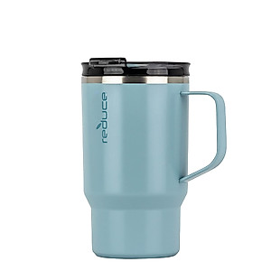 Reduce Travel Coffee Mug, 18 oz - Insulated Mug for Hot Tea, Coffee and Other Hot Drinks - With Flo-Motion Lid and Handle - Single-Serve and Cupholder Friendly - Eucalyptus
