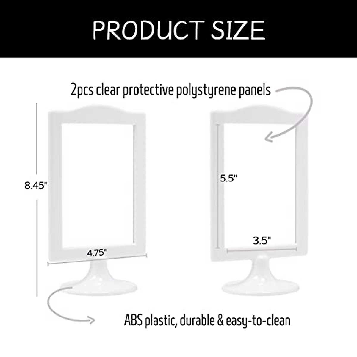 Litpoetic Double Sided Standing Picture Frames, 4x6 Picture Frame Bulk, Two Sided Plastic White Picture Holder Stand for Table Numbers, Wedding,Display (White, 20 Pack)
