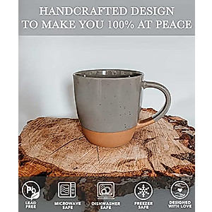 Mora Ceramic Large Latte Mug Set of 4, 16oz - Microwavable, Porcelain Coffee Cups With Big Handle - Modern, Boho, Unique Style For Any Kitchen. Microwave Safe Stoneware - Assorted Neutrals