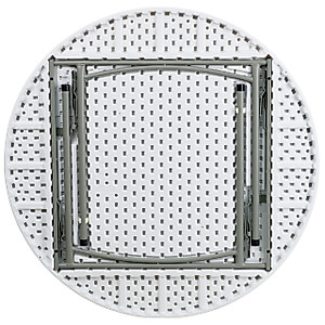 Flash Furniture Elon 4' Round All-Occasion Plastic Folding Event Table, Foldable Portable Banquet Table for Indoor/Outdoor Events, White