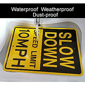 Joffreg Slow Down Speed Limit 10 MPH Sign,17 x12 Inches,Reflective Aluminum (2 Pack)