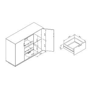 Furniture of America Mendocino Contemporary 1-Drawer, Wood Frame Dining Buffet with Wine and Glasses Display Racks, Espresso