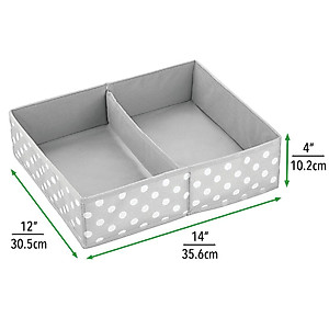 mDesign Fabric Drawer Organizer Bin Dividers for Baby Nursery Dresser, Closet, Organization - Bins Hold Clothes, Diapers, Cream, Toy, Blankets - 3 Pack, Gray/White Polka Dot