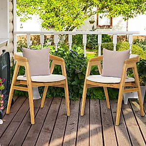 COSTWAY Bamboo Accent Chair, Modern Painted Bamboo Leisure Chair w/Comfy Fiber Cushion, Curved Backrest, Solid Legs, Upholstered Armchair for Living Room, Bedroom, Dining Room, Natural (1)