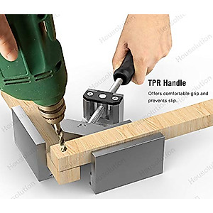 Housolution Right Angle Clamp, Single Handle 90° Aluminum Alloy Corner Clamp, Right Angle Clip Clamp Tool Woodworking Photo Frame Vise Holder with Adjustable Swing Jaw - Silver Gray