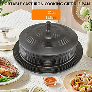 Xgxoz Korean Traditional Thick cast Iron Pot Pre-Seasoned Cast Iron 2-in-1 Heavy-Duty Dutch Oven with Skillet Lid Set, Oven,Grill, Stove Top, BBQ and Induction Safe