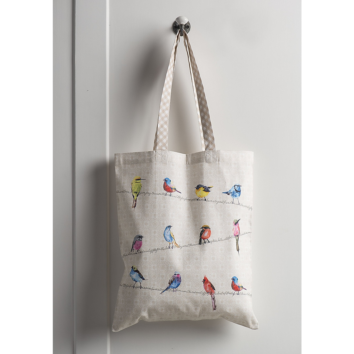 Maison d' Hermine Tote Bag 100% Cotton Reusable Grocery Bag for Work Beach Travel Shopping Lunch Perfect for Gifts Men Women (Birdies On Wire)