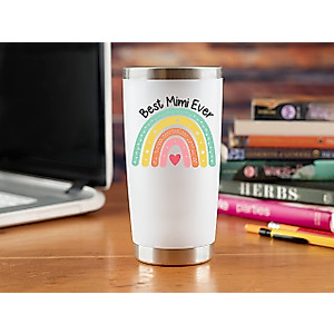 KLUBI Mimi Gifts Tumbler - 20oz Tumbler Mug with Straws - Gift Idea for Grandma, Happy Birthday Presents from Granddaughter, Grandson, Cup, Grandchildren