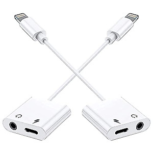 [Apple MFi Certified] Lightning to 3.5mm Headphone Adapter for iPhone 2 Pack,esbeecables 3 in 1 Charger+Aux Audio Splitter Adapter with Music Control Function for iPhone13/ 12/11/XS/XR/X/8/7/iPad/iPod