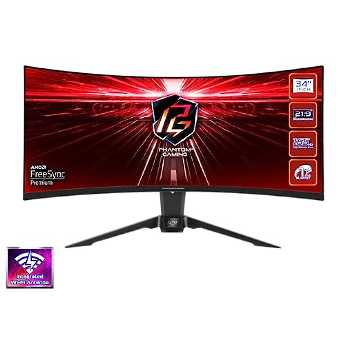 ASRock Curved Phantom Gaming Monitor, 27 inch FHD 1920 x 1080 240 Hz (144Hz and Higher) Adaptive Sync Built-in Speakers, PG27F15RS1A