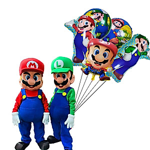 5PCS Mario Aluminum Foil Balloons Super Bros Theme Birthday Party Decoration Supplies