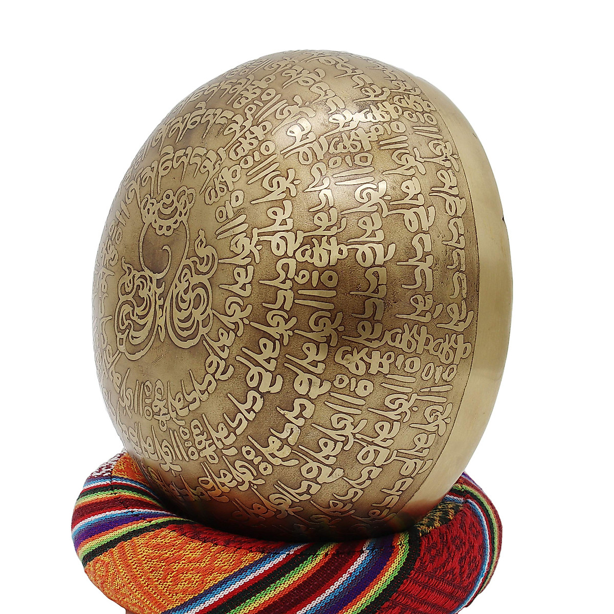 KHUSI 6 Inch Tibetan Singing Bowl, Full Mantra Conch Engraved Sound Bowl for Mindfulness Chakra Bowl, Comes w/Silk Box, Cushion and Leather grip Mallet