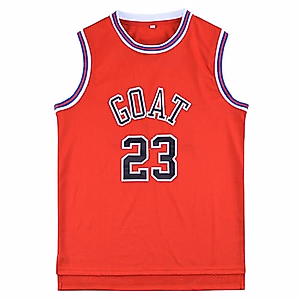 Men's #23Goat Space Movie Basketball Jersey 90s Hip Hop Party Basketball Shirt (Red L)
