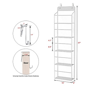 Univivi Door Hanging Yarn Storage Organizer, Knitting and Crochet Organizer Yarn Ball Storage with 5 Clear Plastic Pockets & 2 Big Metal Hooks for Knitting Needles, Crochet Hooks, Yarn Balls