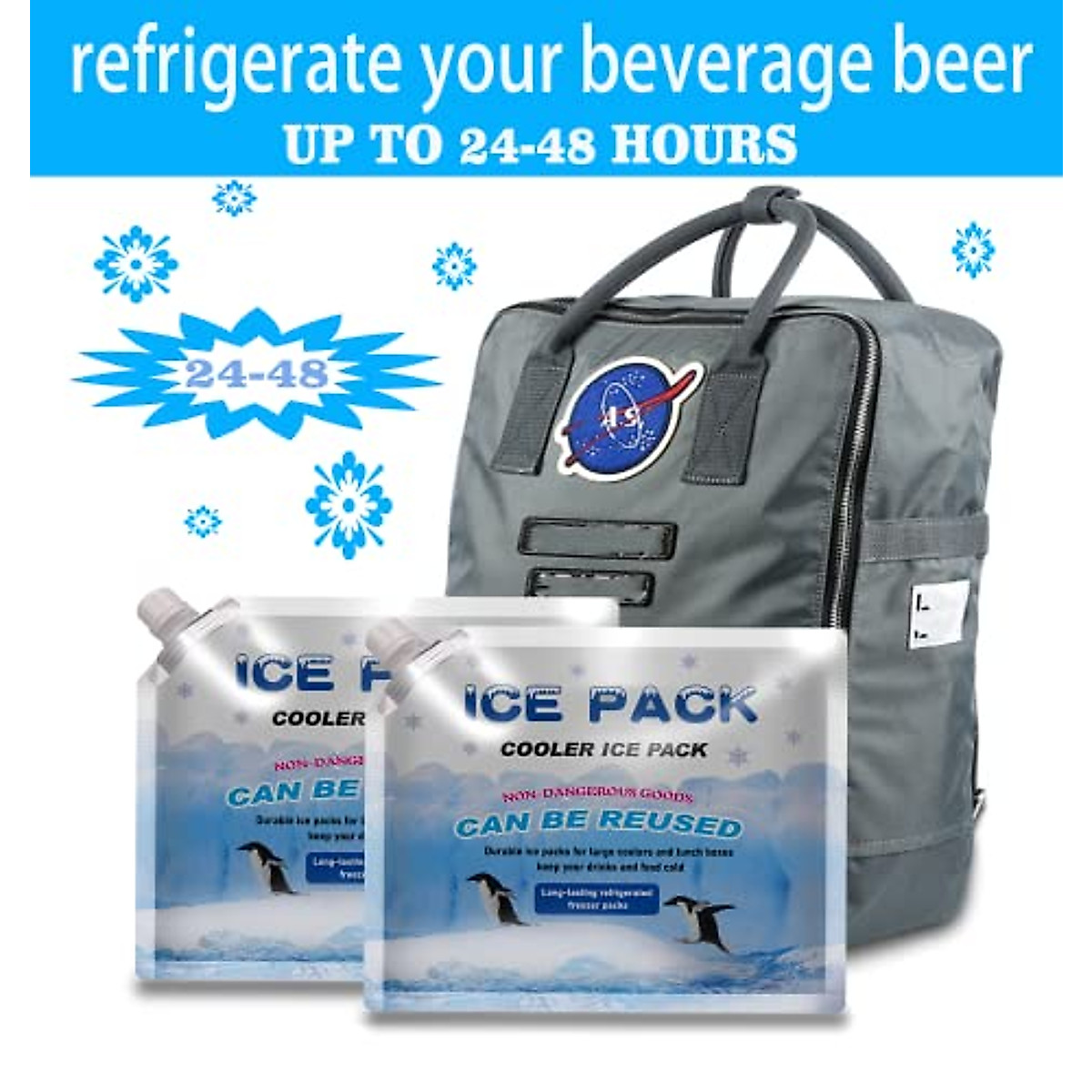 HenryDa 6 Pieces Reusable ice Packs for Coolers,Long Lasting Cooler ice Pack, 24to 48 Hours of Cold Gel Ice Pack.Lunch Bag CoolerIt can Hold 1400-1600ml of Water