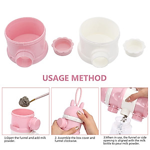 Kisangel 3 Powder Home Feeding Stackable 3 Layer Stackable Formula Dispenser Kids Storage Travel Dispenser Milk for Non- Spill Food Case Snack Formula Portable Simple