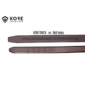 KORE Men’s Full-Grain Leather Track Belts | “Icon” Stainless Steel Buckle (24" to 44", Cognac)