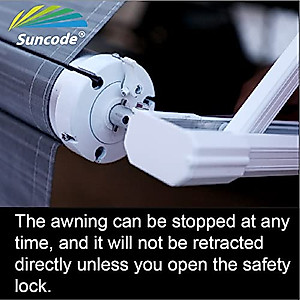 Suncode White RV Modular Retractable Manual RV Awning Frame Assemblies and Fabric for RV,5th Wheel,Travel Trailers,Toy Haulers,and Motorhome RV Trailer Awning for Home or Camper-16x8Ft-Sliver Fade