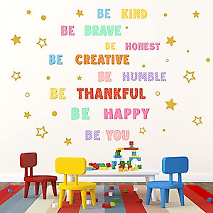 4 Sheets Colorful Inspirational Wall Decals Peel and Stick Be Thankful, Be Brave, Be Creative Decals Motivational Phrases Wall Stickers Girl Room Decor Classroom Nursery Kids Decoration