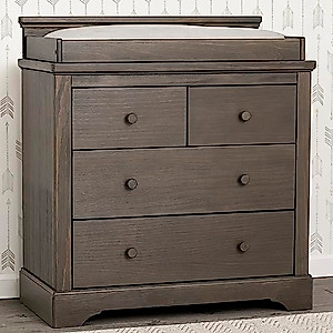 Simmons Kids Paloma 4 Drawer Dresser with Changing Top and Interlocking Drawers - Greenguard Gold Certified, Rustic Grey