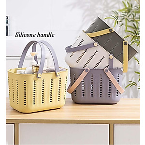 kamuavni Purple Shower Caddy,Plastic Storage Basket with Handle Portable Shower Caddy Tote Dorm Storage Organizer With Drainage Holes - Purple Grey