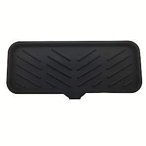 Home Goodies Store, Self draining, Silicone Kitchen Tray and Sponge Holder. Soap Dispenser and Scrubber Sink Caddy. Vanity Sink Accessory Organizer. Black 9'' x 4'' x 5/8''
