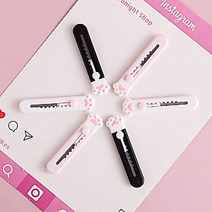 Leven Cute Retractable Box Cutters, 6 Pack Utility Knife, Sharp Cartons Cardboard Cutter Razor Knife for Christmas, Smooth Mechanism Perfect for Office and Home Use