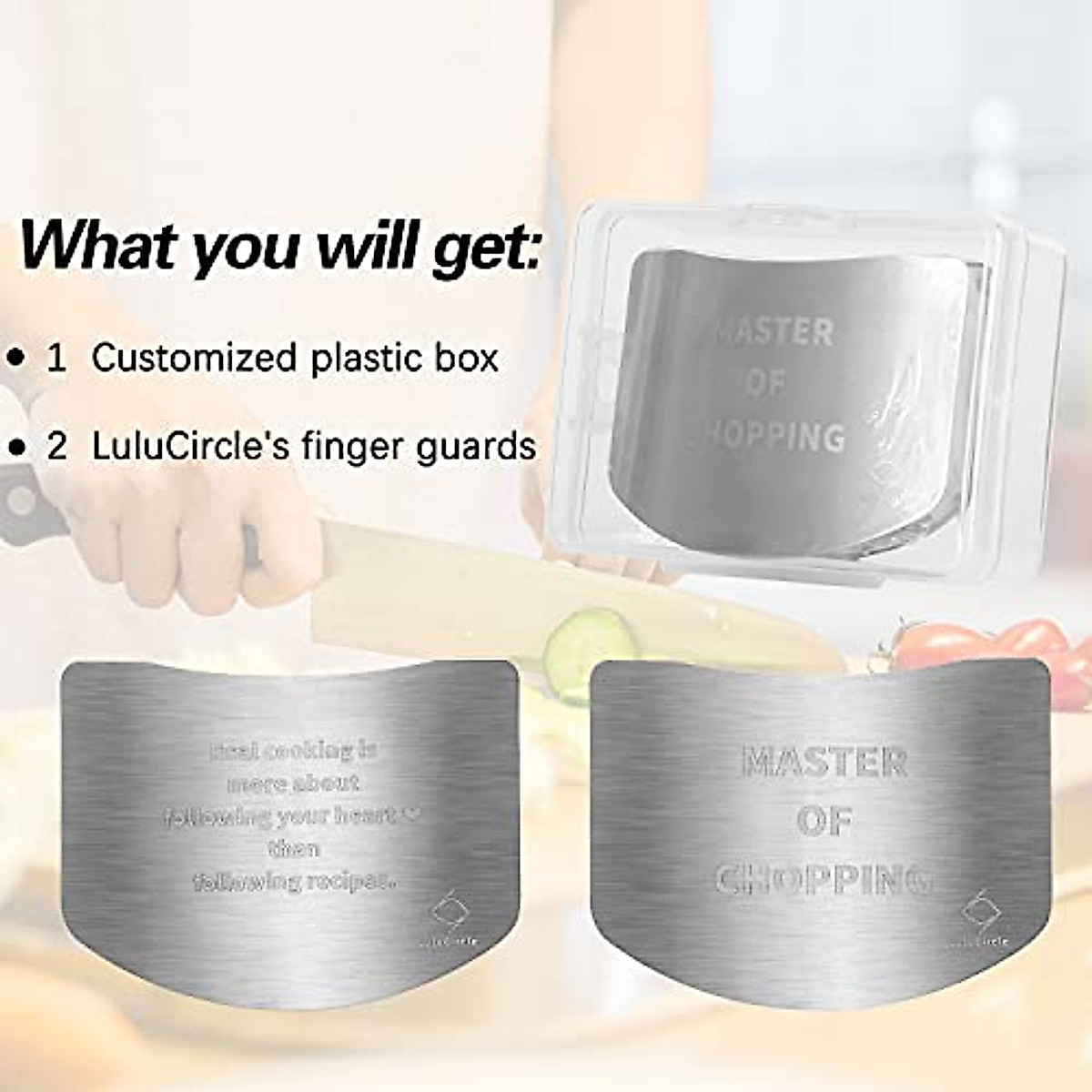 Finger Guards for Cutting, Stainless Steel 304 Finger Guard for Cutting Food, Finger Protectors, Finger Protector, Avoid Hurting when Slicing and Dicing, 2 Pieces