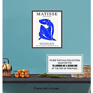 Matisse Wall Art - Blue Matisse Poster, 8x10 - Matisse Print - Minimalist Wall Art - Abstract Art - Line Art Decor - Mid Century Modern Wall Art - Henri Matisse - Aesthetic Pictures - Minimal Wall Art