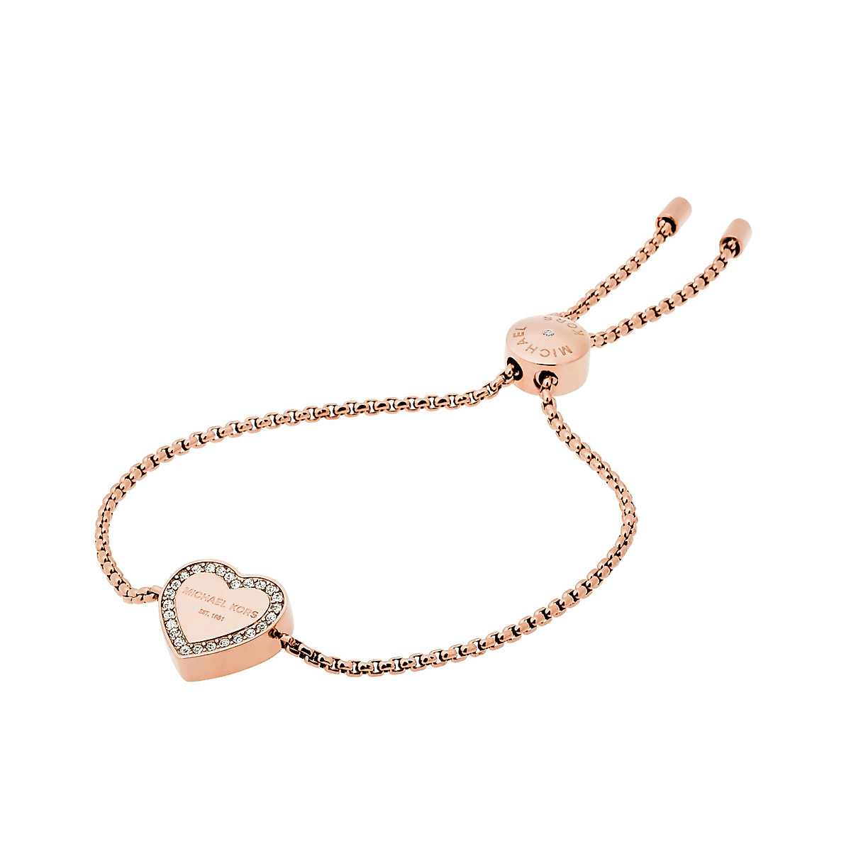 Michael Kors Stainless Steel and Pavé Crystal Heart Chain Bracelet for Women, Color: Rose Gold (Model: MKJ5391791)