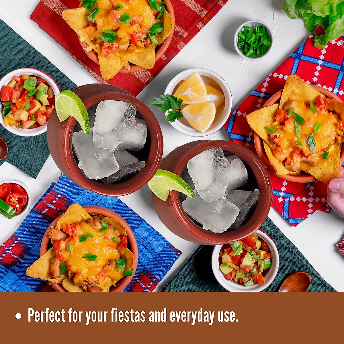 Cantaritos De Barro Mexicanos Jarritos Set Of Two Glazed 13.5 Oz Clay Cups Tequila Gifts Margarita Glasses Fiesta Taco Tuesday Fun Colors 5 de Mayo