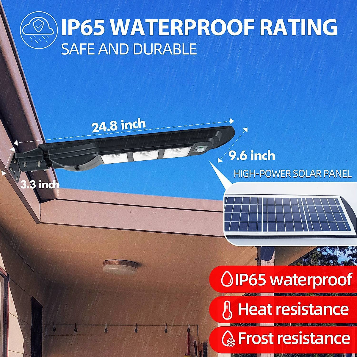 FUHONGRUI 200W Solar Street Light 6000LM Solar Flood Lights Outdoor Dusk to Dawn Flood Lights Outdoor with Motion Sensor and Remote Control 2 Pack