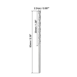 uxcell Carbide Twist Drill Bits 2.2mm, Metric Spiral Flutes Straight Shank Tungsten Steel Drilling Tool for Stainless Steel Alloy Metal