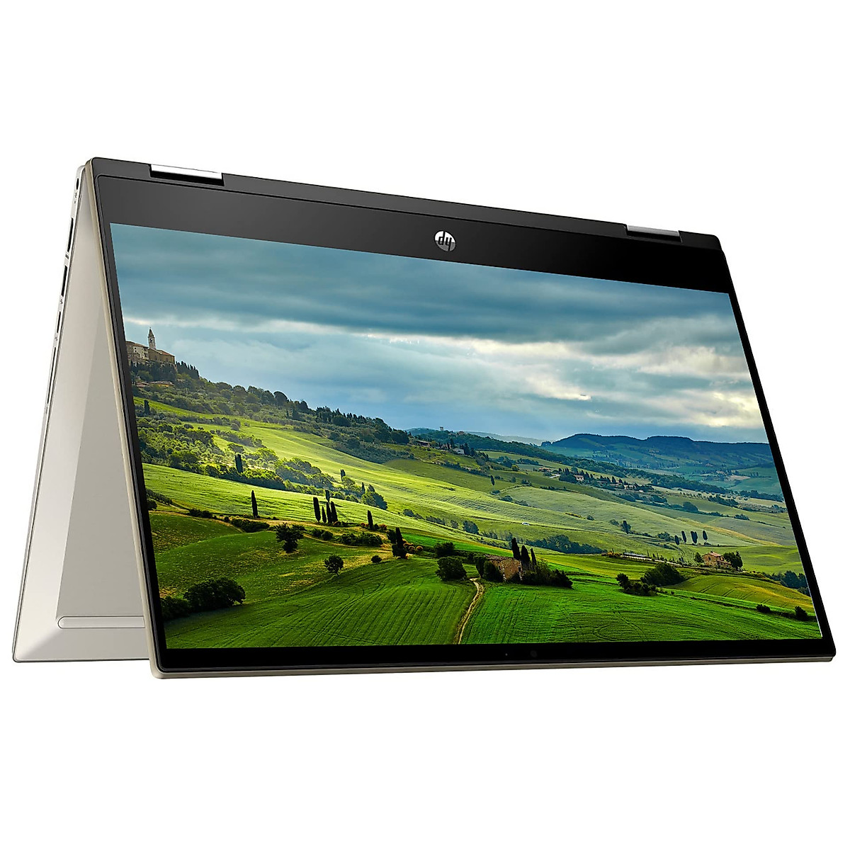 HP Pavilion 14 FHD Spin 2-in-1 Convertible Touchscreen Laptop, 2023 Newest Upgrade, Intel Core i5-1135G7, 16GB RAM, 512GB SSD, HDMI, FP Reader, Wins 11, School & Business Ready, ROKC HDMI Cable, Gold