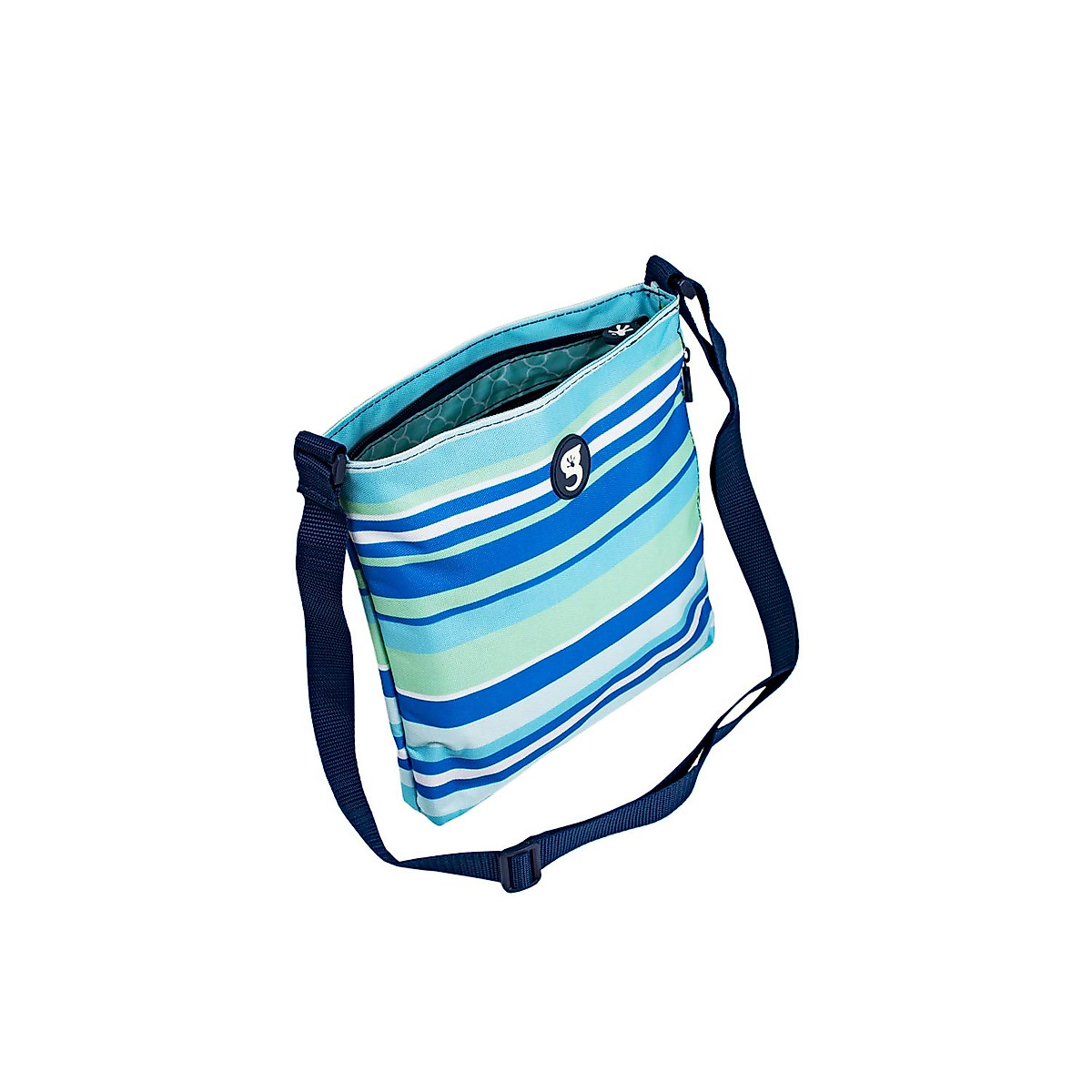 geckobrands Lightweight Medium Crossbody Bag with Pockets (Green/Blue Stripe)
