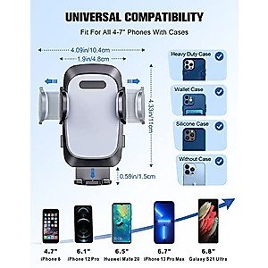 Ruiwwo Phone Mount for Car Dashboard & Windshield, [Super Suction & Never Fall Off] Cell Phone Holder Car, Hands Free Car Phone Holder Mount Compatible with iPhone Samsung All 4-7" Smartphones