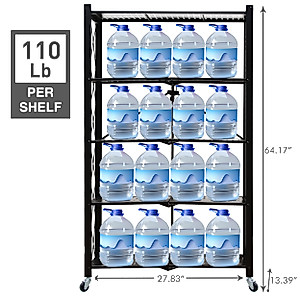 Citylife 5-Tier Storage Shelves with Wheels Foldable Shelving Unit Heavy Duty Garage Metal Storage Rack Kitchen Shelf for Storage