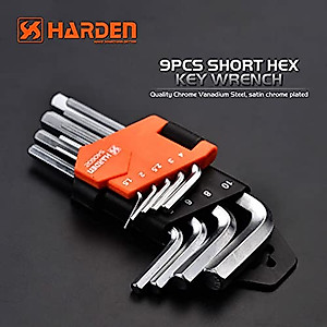 Edward Tools Pro 9 Piece Short Hex Allen Wrench Set - Metric 10mm - 1.5mm - Harden CRV Steel - Optimum Strength Steel - Organizer Tool Clip for Quick Access to Size