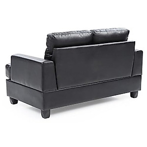 Glory Furniture Sandridge Faux Leather Loveseat in Black