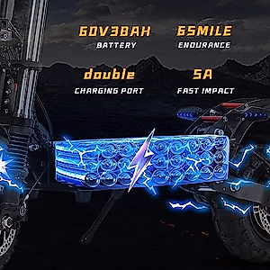 ANDBEE Electric Scooter 6000W High Power Dual Drive Motor,Top Speed 55 MPH,60V38AH Long Range Battery Up to 65 Miles 11'' Off-Road Tires Adult Electric Scooter with Detachable Seat,black,(AB1)