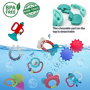 WISHTIME Baby Rattles Teethers with Phone Toy Set, 10PCS Infant Grab Spin Rattle Shaker with Storage Box, Newborn Baby Toys 6 to 12 Months, Teething Toys for Toddlers Boys Girls