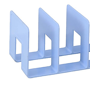 Generic Acrylic Bookends Bookshelf Dividers Office Supplies Four Frames Book Stand Wardrobe Divider Shelf for Bookshelf Magazines, Blue, 32.5cmx14.5cmx13cm