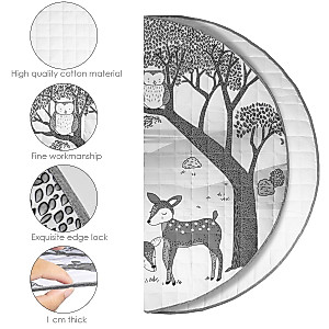 SH-RuiDu Baby Tummy Time Play Mat Forest Animal Baby Crawling Mat Cotton Play Pad 33.5in