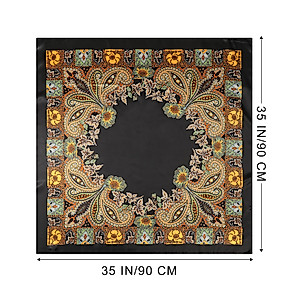 AWAYTR 35" Large Silk Hair Scarf for Women - 4Pcs Satin Head Scarf Square Hair Bandanas Floral Wild Rag Sleeping Head Wraps (Cashew(Black/Olive Green/Red/Pink))