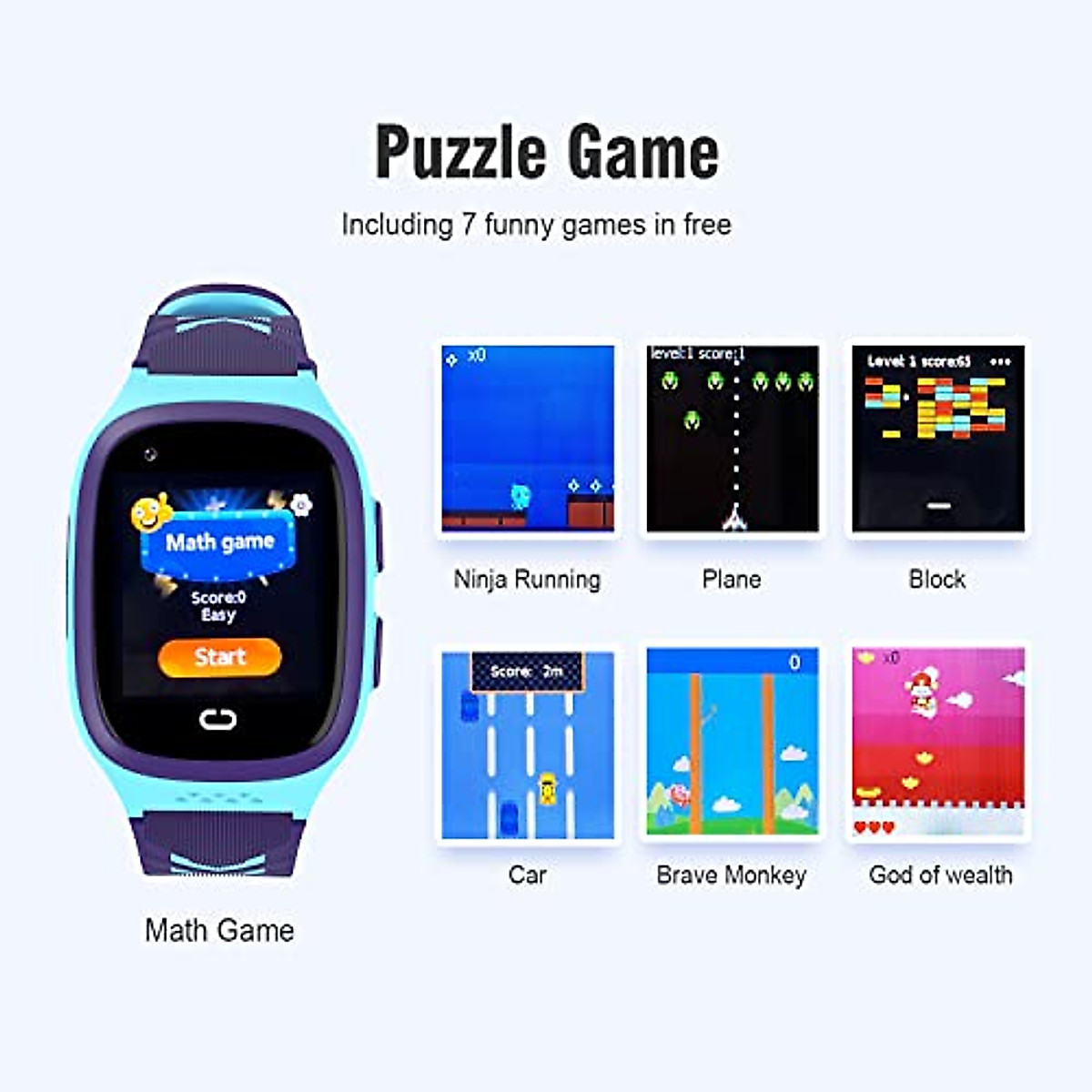 4G Kids Smart Watch GPS Tracker - Smartwatch with Two Way Call Video Calling 7 Puzzle Games Voice Chat SOS School Mode Pedometer Wi-Fi Location Touch Screen Alarm Clock Smartwatches for Boys Girls