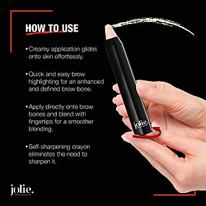 Jolie Eyebrow Perfecting Brightener & Highlighter, Creamy Self Sharpening Crayon Stick, Satin Finish (Champagne Pink)