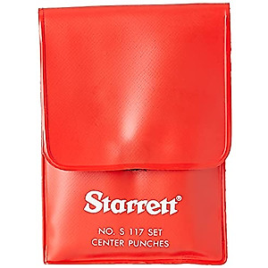 Starrett Steel Center Punch with Round Shank and Knurled Finger Grip - Hardened and Tempered Steel, 0-4-inch Length, 1/16, 5/64, 3/32, 1/8, 5/32 Diameter Tapered Point, 5 Pieces - S117PC