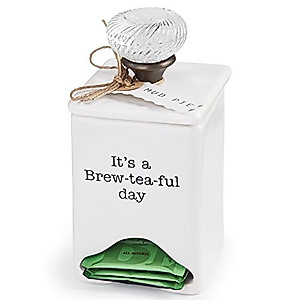 Mud Pie FBA_ Ceramic Tea Bag Caddy, White