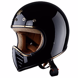 Royal H01 Full Face Motorcycle Helmet - Multi Size & Colors | Retro - Elegant - Unique Design | Classic Style for Adult Women - Men | DOT Approved (Gloss Black, L)